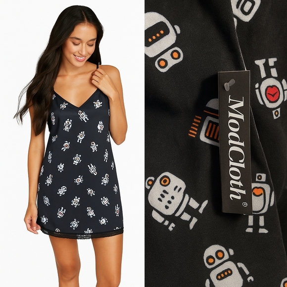 Modcloth | Intimates & Sleepwear | Nwt Modcloth Robot Print Sleep Dress ...